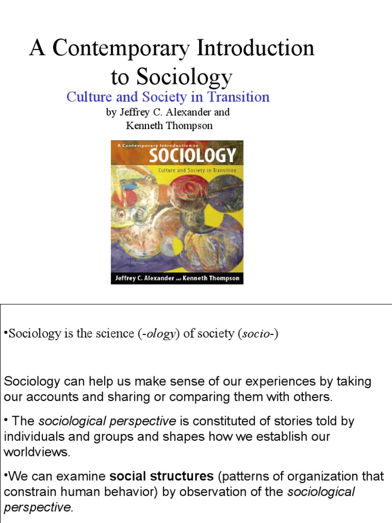 A Contemporary Introduction To Sociology: Culture and Society in ...