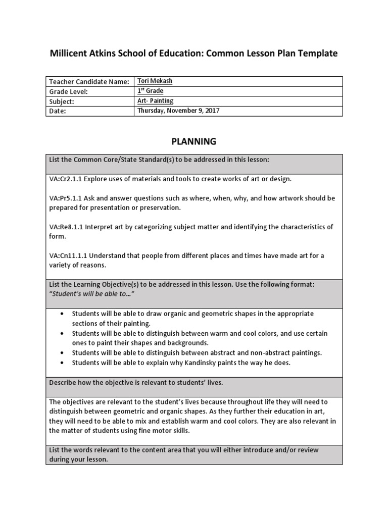 Art-Painting Lesson Plan | PDF | Lesson Plan | Educational Assessment