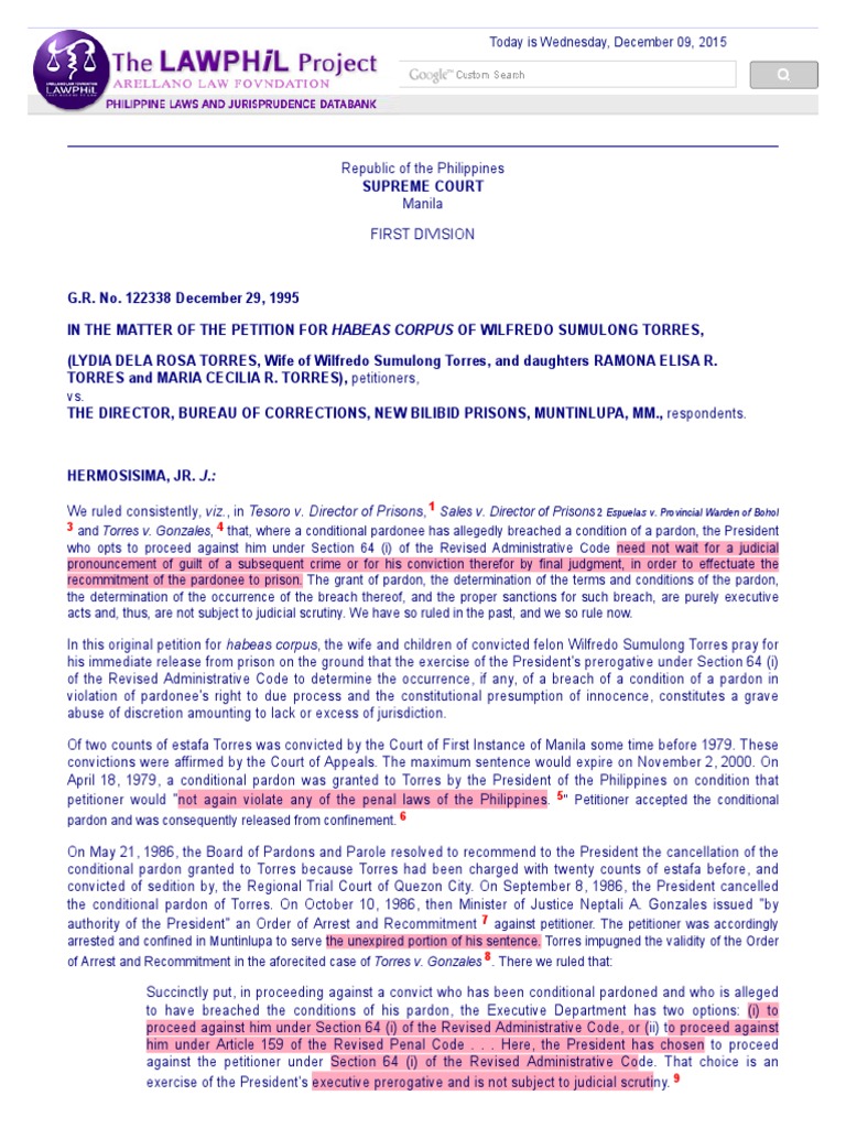 6 Torres Vs Boc | PDF | Pardon | Legal Concepts