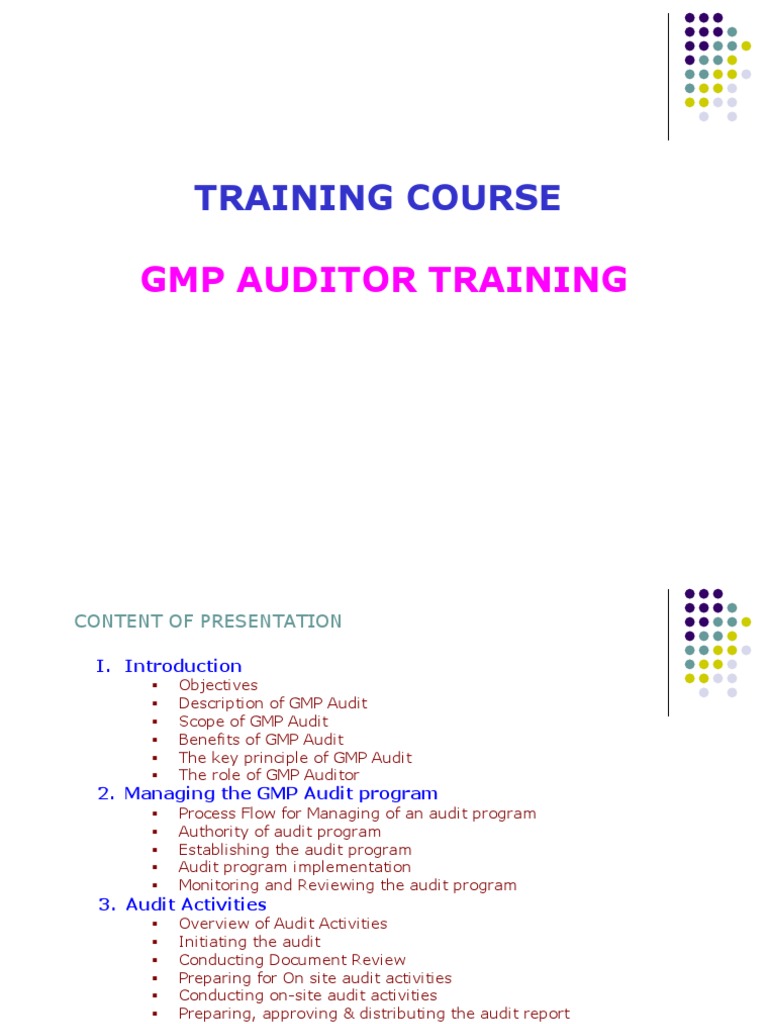 GMP Auditor Training Course Overview | PDF | Audit | Quality Assurance