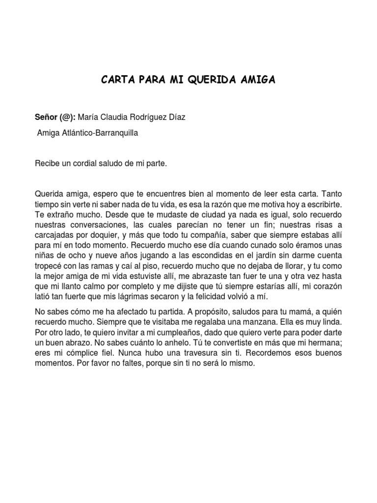Carta para Mi Querida Amiga | PDF