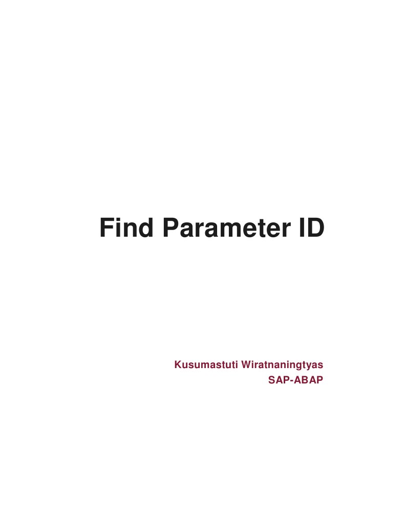 Find Parameter ID | PDF | Computers | Technology & Engineering