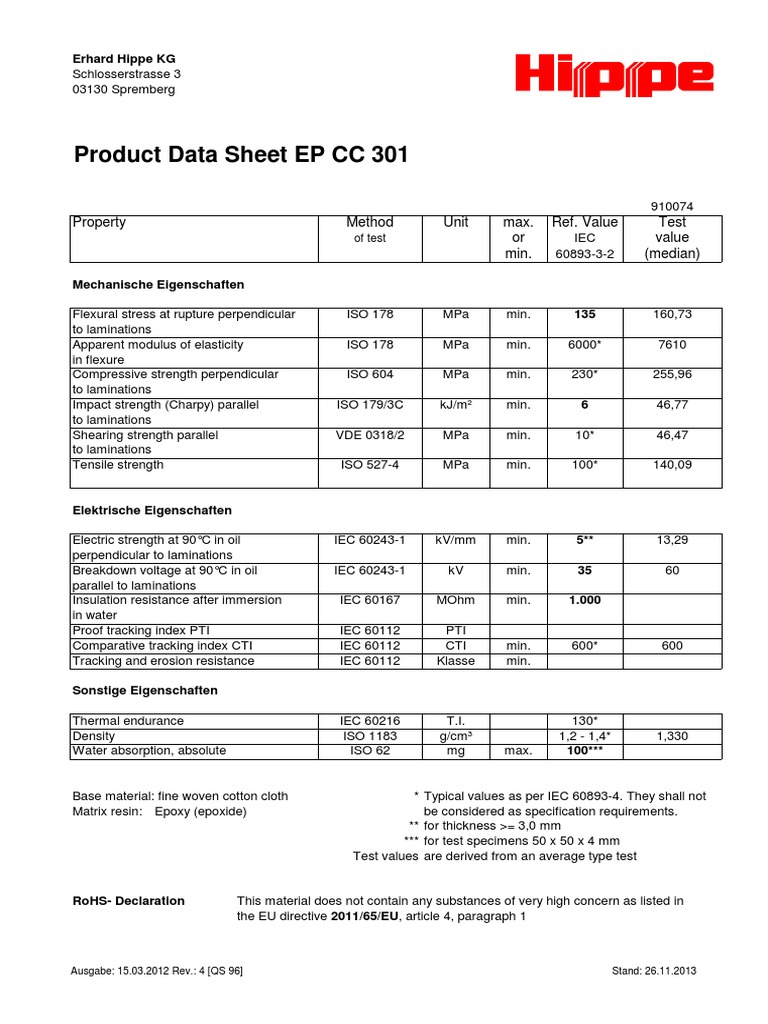 Product Data Sheet EP CC 301 | PDF | Pascal (Unit) | Epoxy