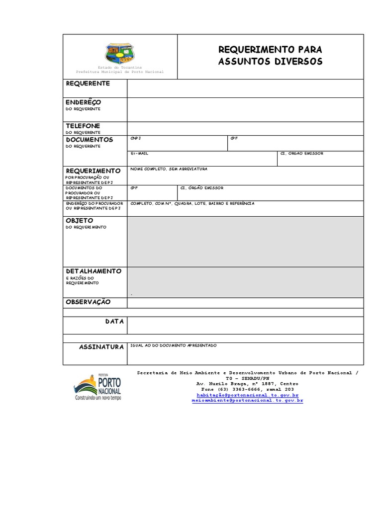 Guia de requisitos para diversos tipos de requerimentos na Prefeitura Municipal de Porto ...