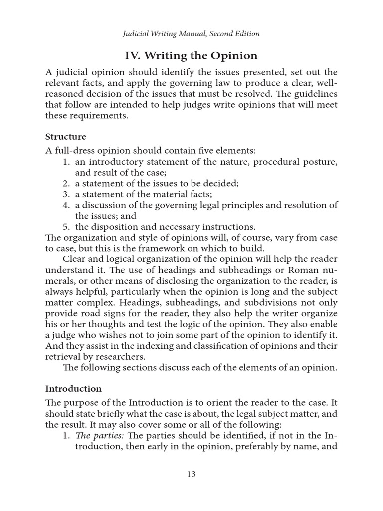 Judicial Writing Manual 2d FJC 2013 | PDF | Standard Of Review | Opinion