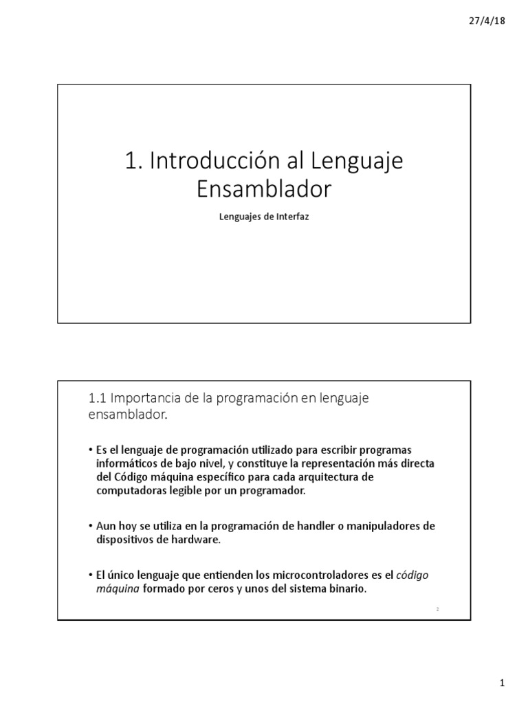 Ensamblador Intro-Parte 1 | Descargar gratis PDF | Lenguaje ensamblador | Lenguaje de programación