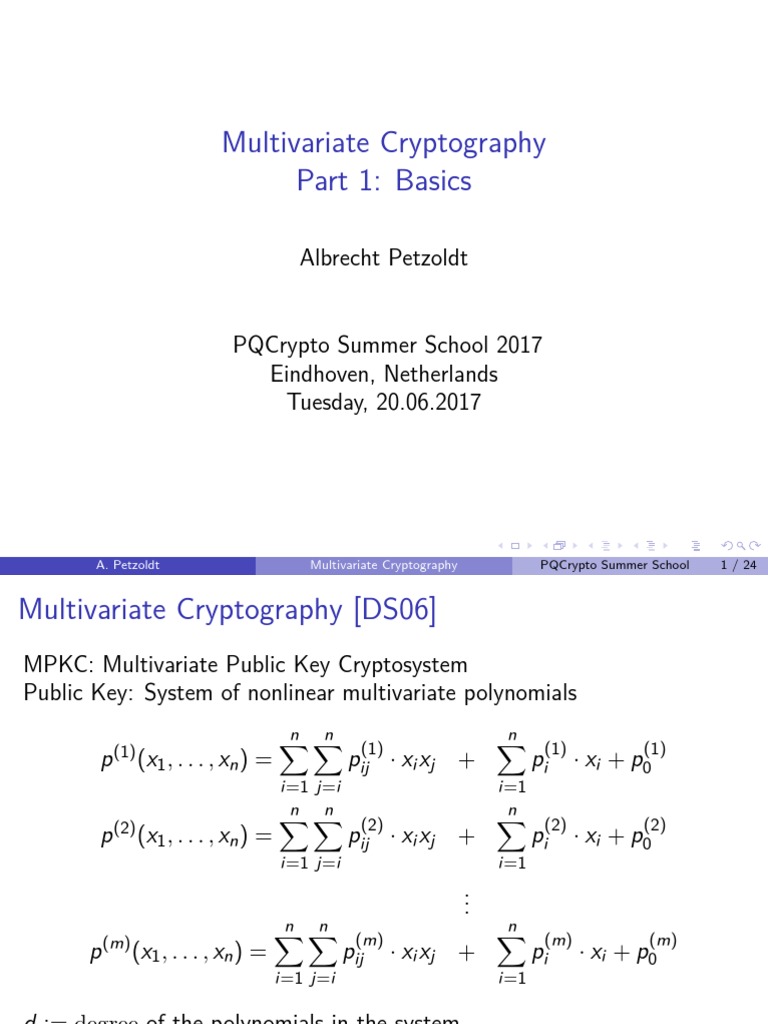 Multivariate Cryptography Part 1: Basics: Albrecht Petzoldt | PDF ...