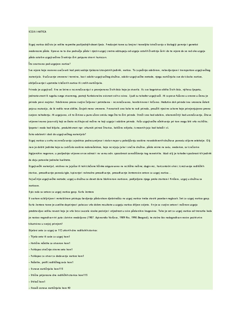 Uzgoj Matica | PDF