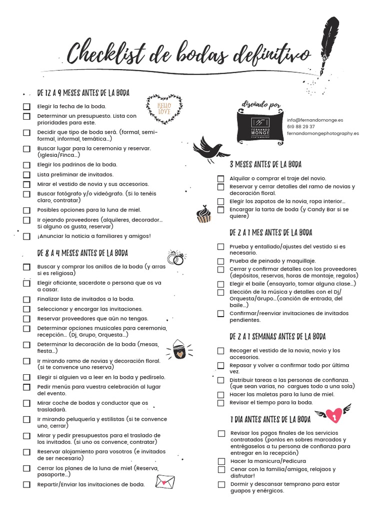 Checklist de Bodas Definitivo Impresion | PDF | Boda | Matrimonio