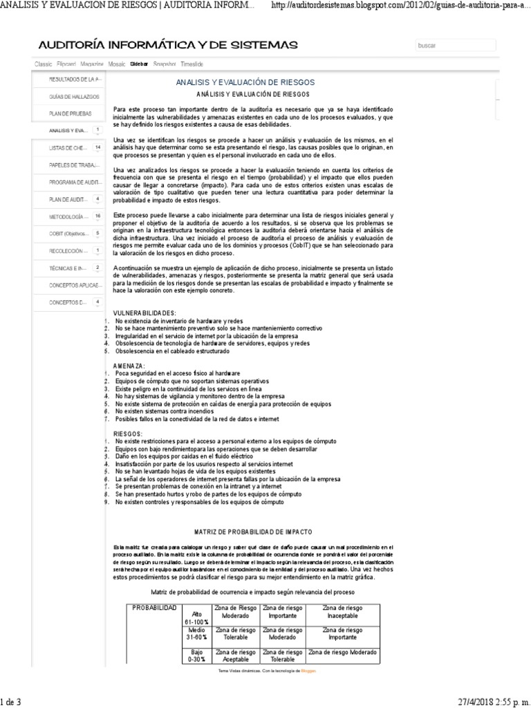 Analisis y Evaluación de Riesgos | PDF | Riesgo | Evaluación