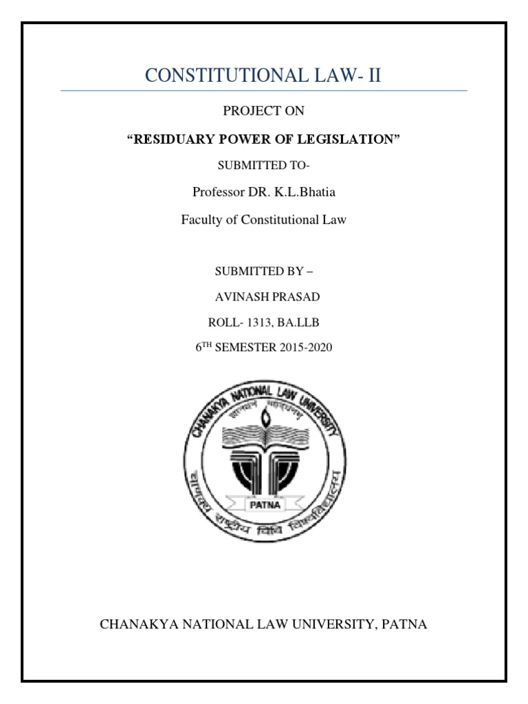 Residual Legislative Power in Law | PDF