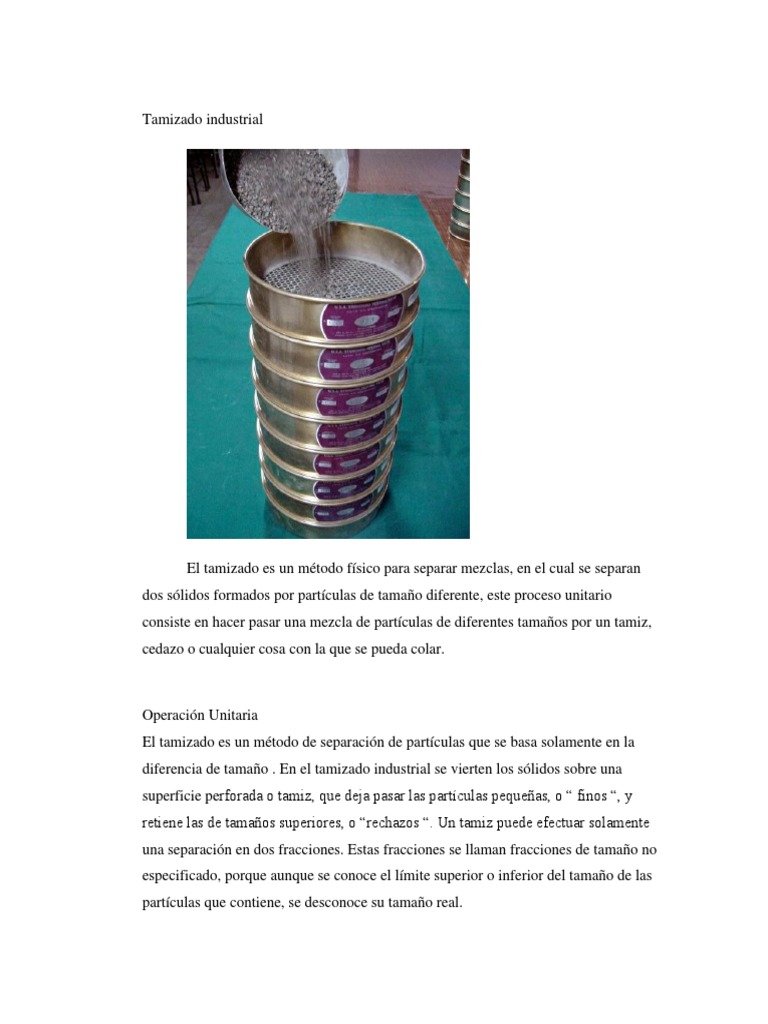 Tamizado Industrial | Materiales | Química