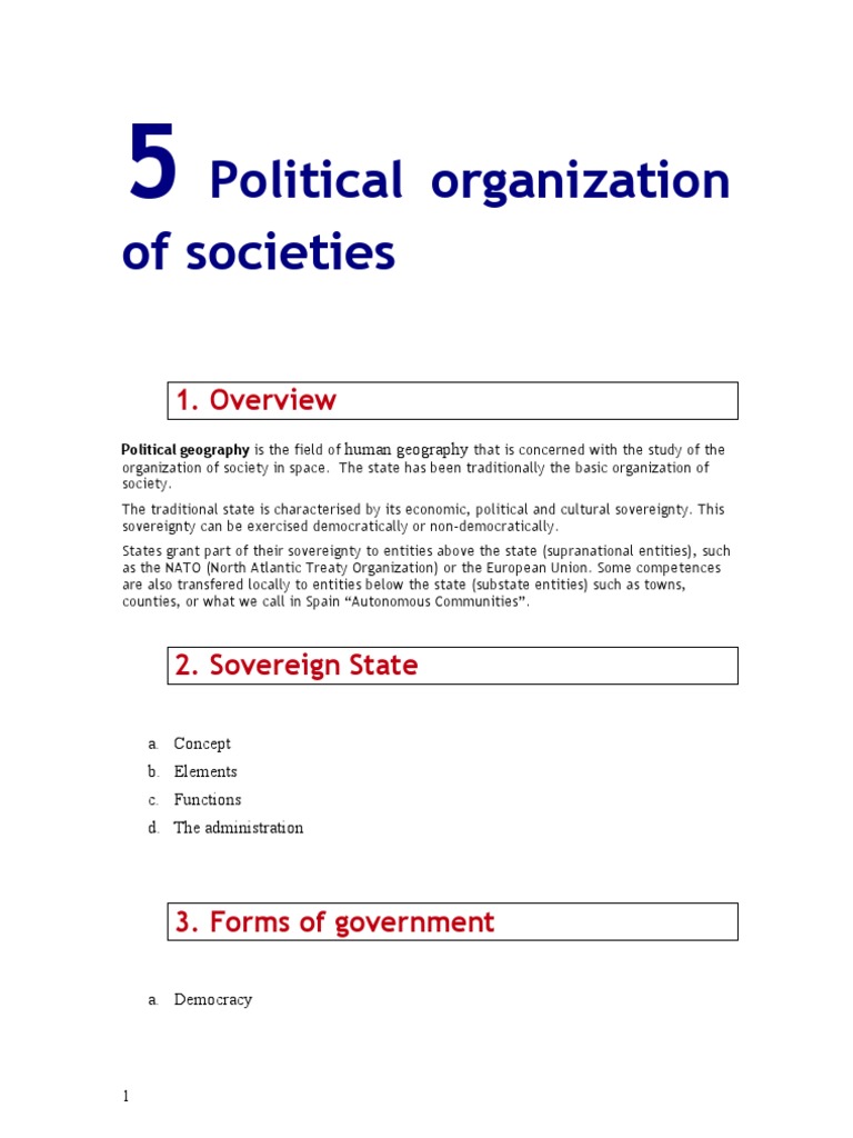 Political Organization of Societies: 1. Overview | PDF | Non ...