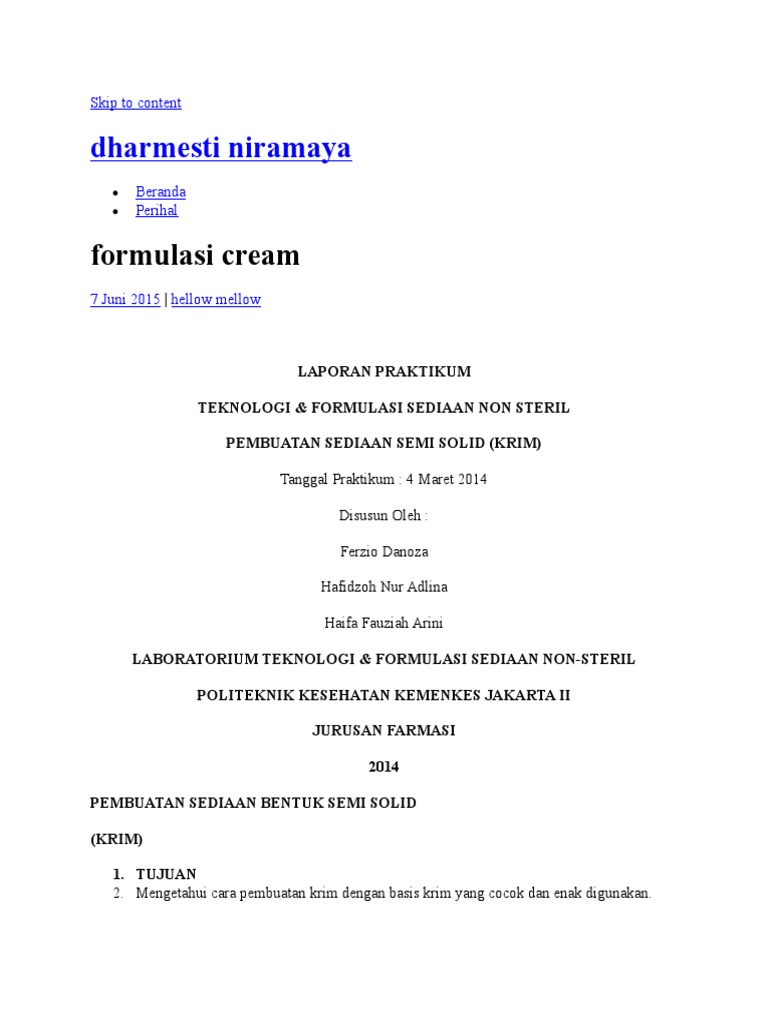 Preformulasi Krim Mometasone | PDF