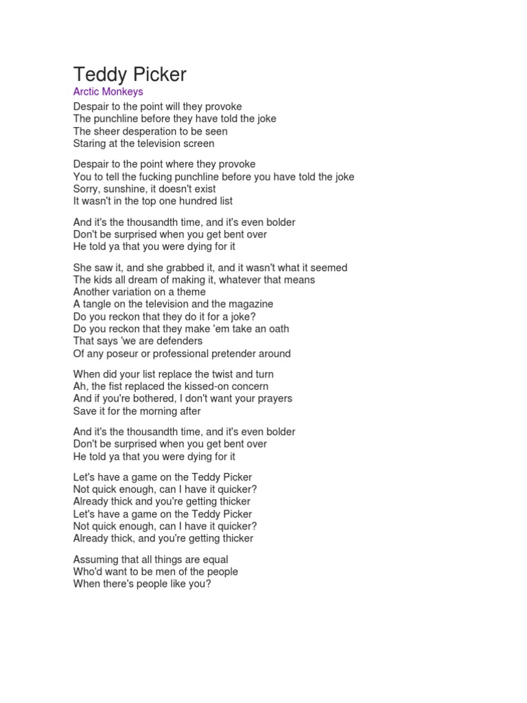 Teddy Picker: Arctic Monkeys | PDF | Leisure