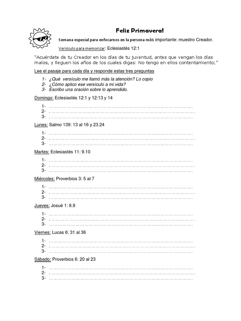 Reflexiones de Primavera: Versículos Diarios | PDF | Relaciones ...