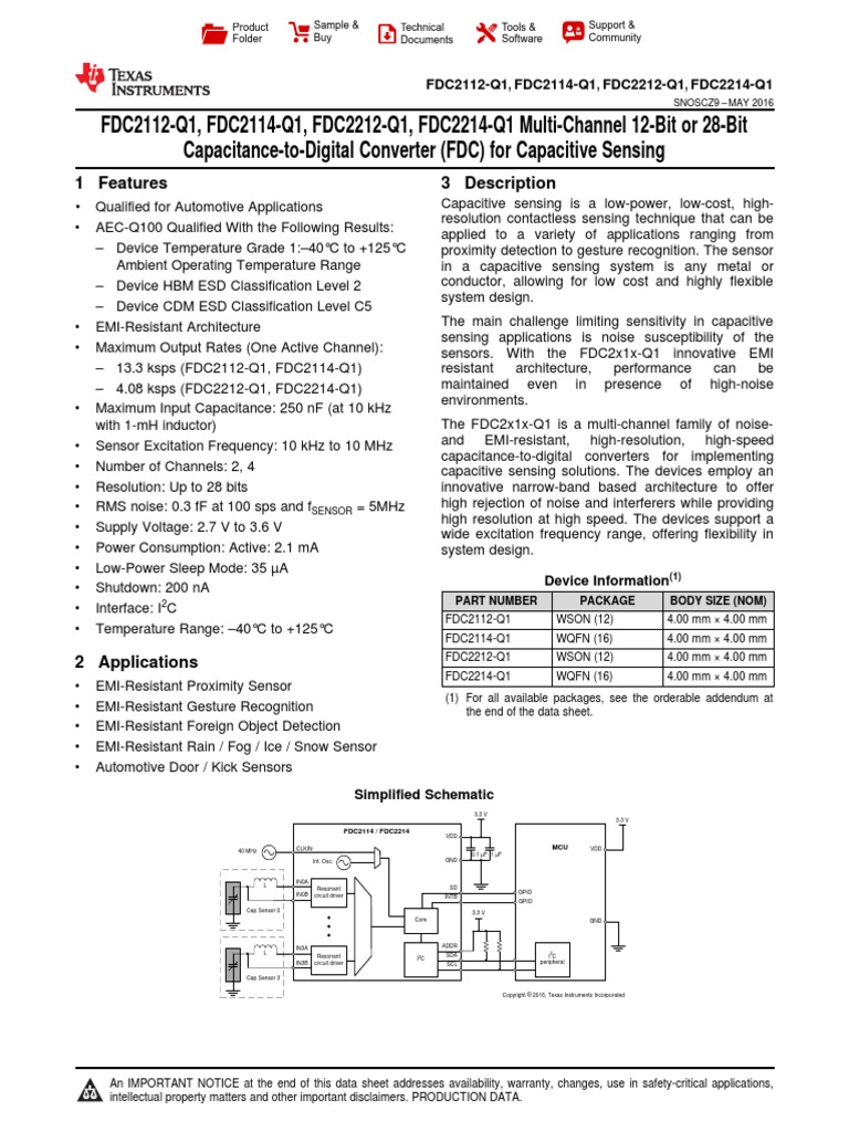 fdc2212 q1 | PDF | Electrostatic Discharge | Sensor