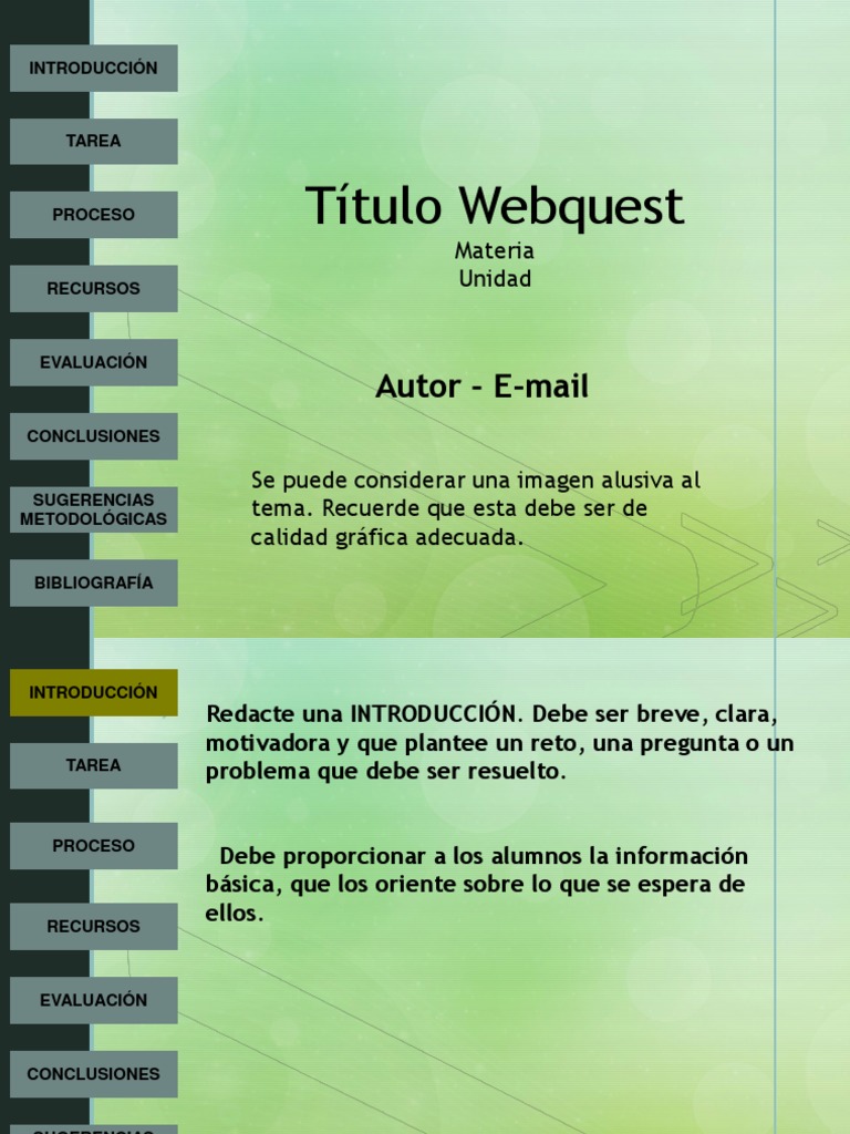 Plantilla Template Webquest | PDF | Evaluación | Cognición