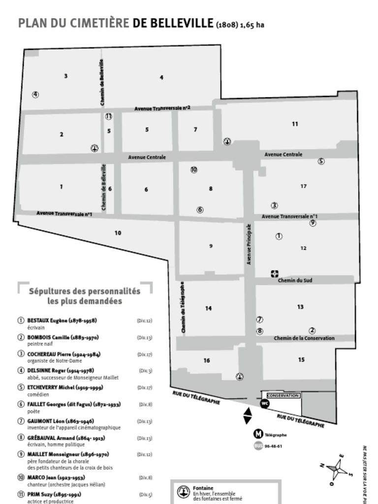 Plan Du Cimetière de Belleville | PDF | Cimetière | Rite funéraire