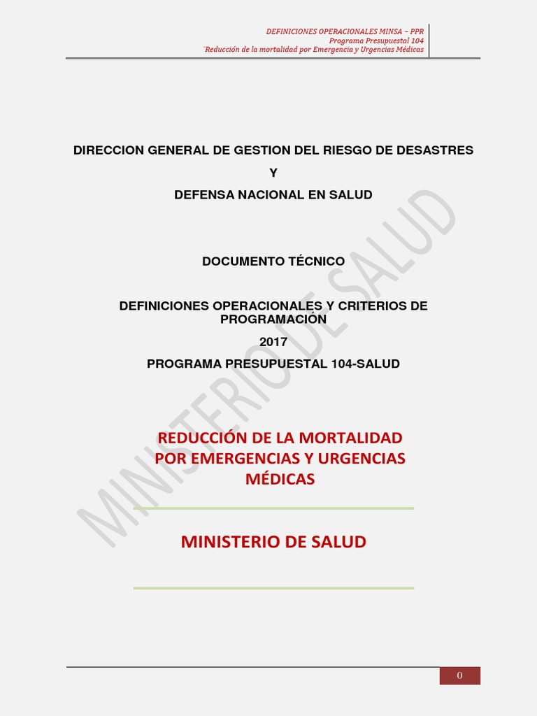 Definiciones Operacionales PPR 104 2017, Version I | PDF | Hospital ...