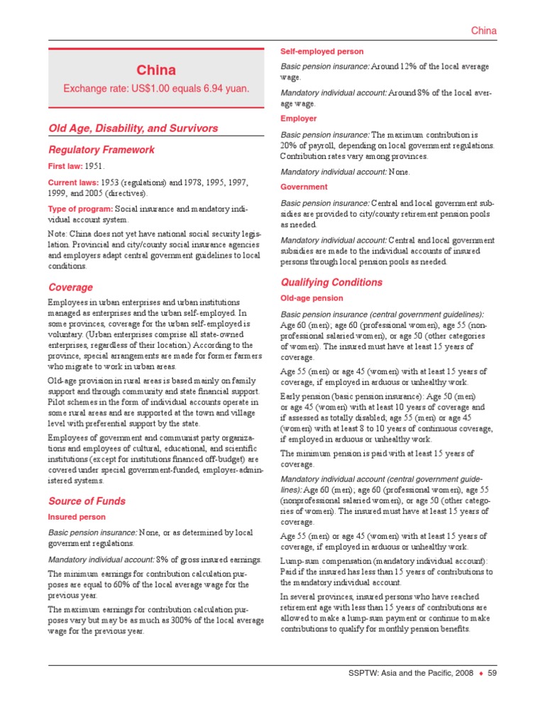 China's Social Insurance Overview 2008 | PDF | Pension | Welfare