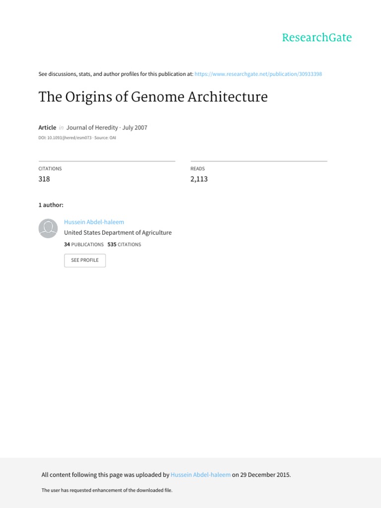 Review The Origins of Genome Architecture PDF | PDF | Evolution | Gene