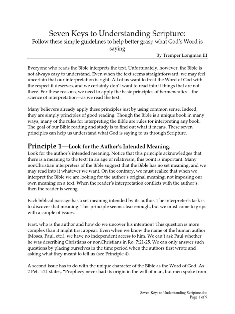 Seven Keys to Understanding Scripture | PDF | Bible | Book Of Genesis
