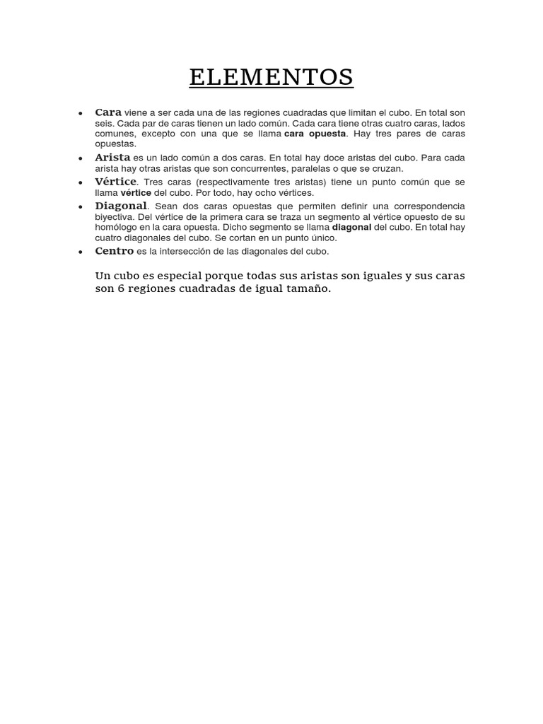 Elementos Del Cubo | PDF