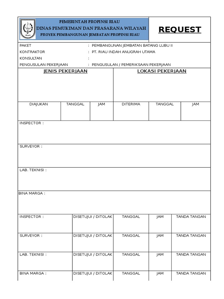 Format Request Pekerjaan | PDF