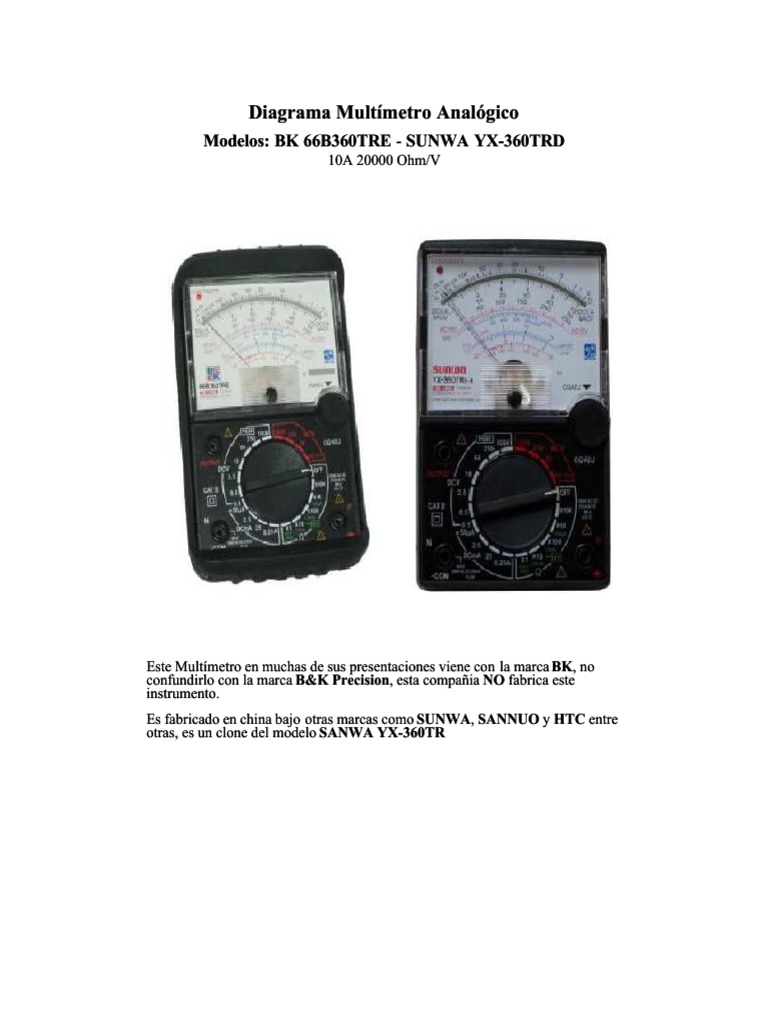 Diagrama Multimetro Analogico BK B360tre Sunwa Yx360treb | PDF