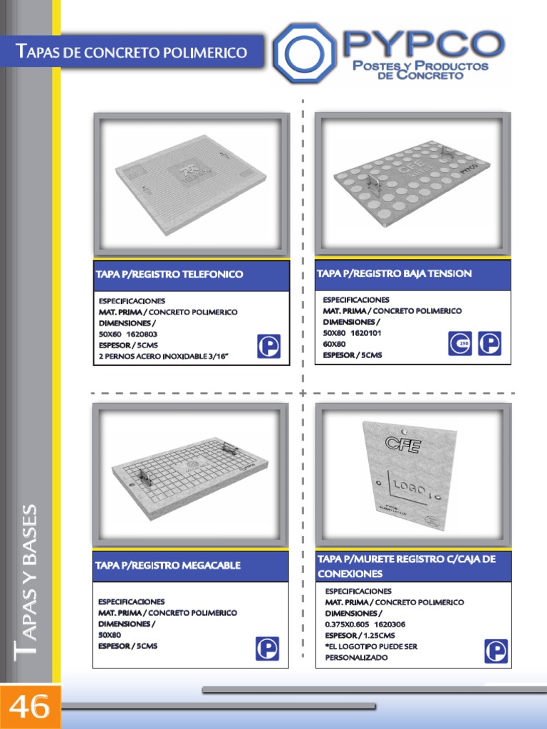 46-Tapas y Bases de Concreto Polimerico 2 | PDF