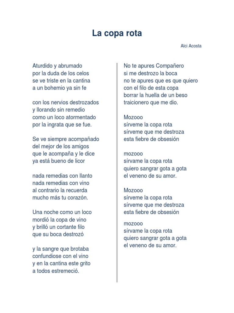 Alci Acosta - La Copa Rota | PDF