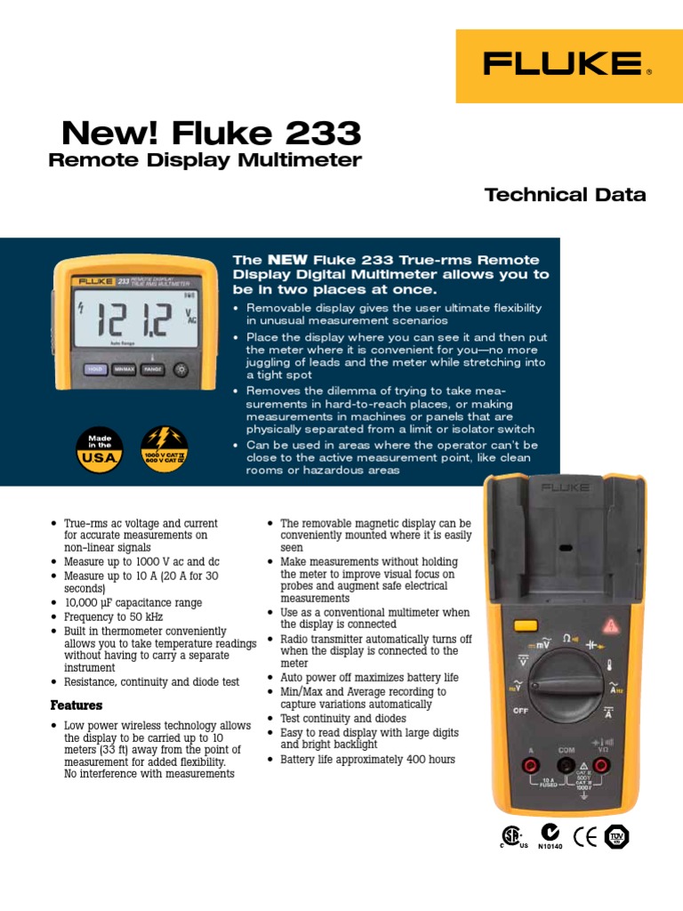 FLUKE 233 MultiMeter | PDF | Electrical Engineering | Electromagnetism