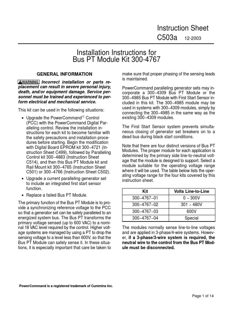 Bus PT Instruction Sheet | PDF | Electrical Connector | Power Supply