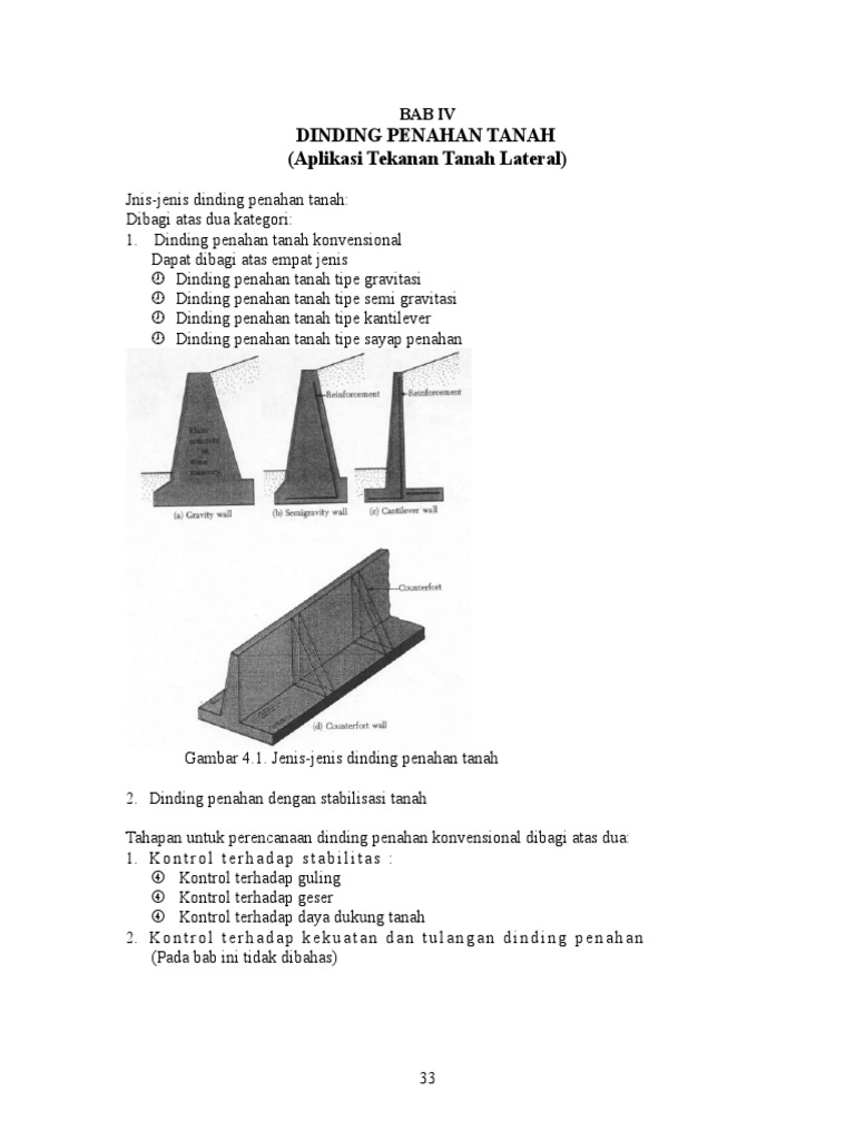 Jenis dan Analisis Dinding Penahan Tanah | PDF