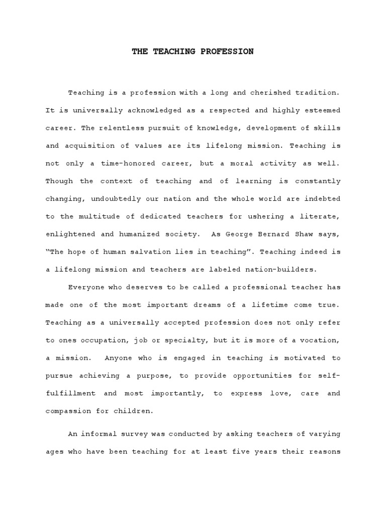 The Teaching Profession | PDF | Profession | Teachers