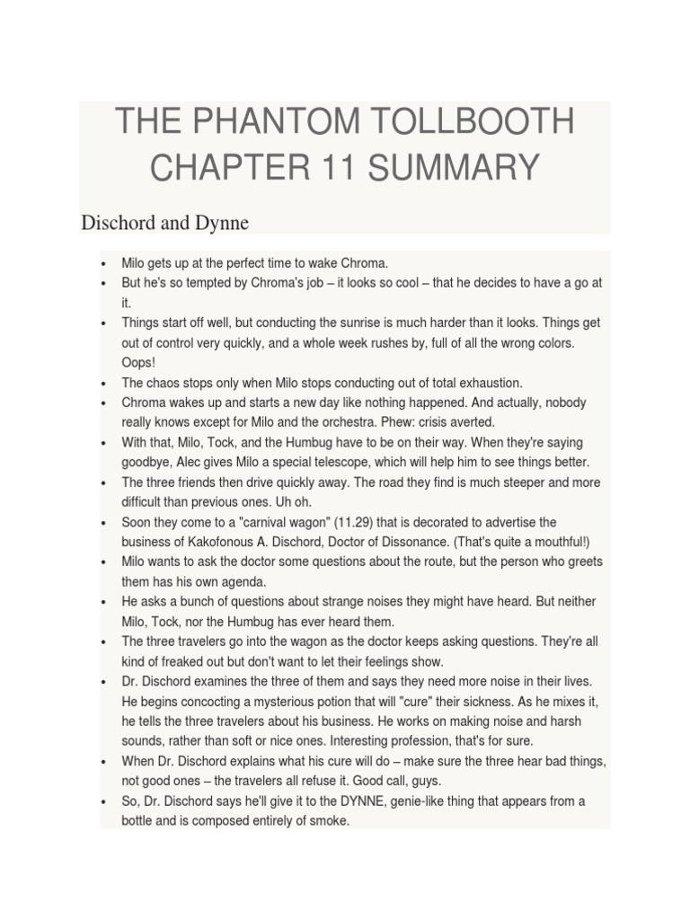 Phantom Tollbooth Chapters 11-13 Summary | PDF