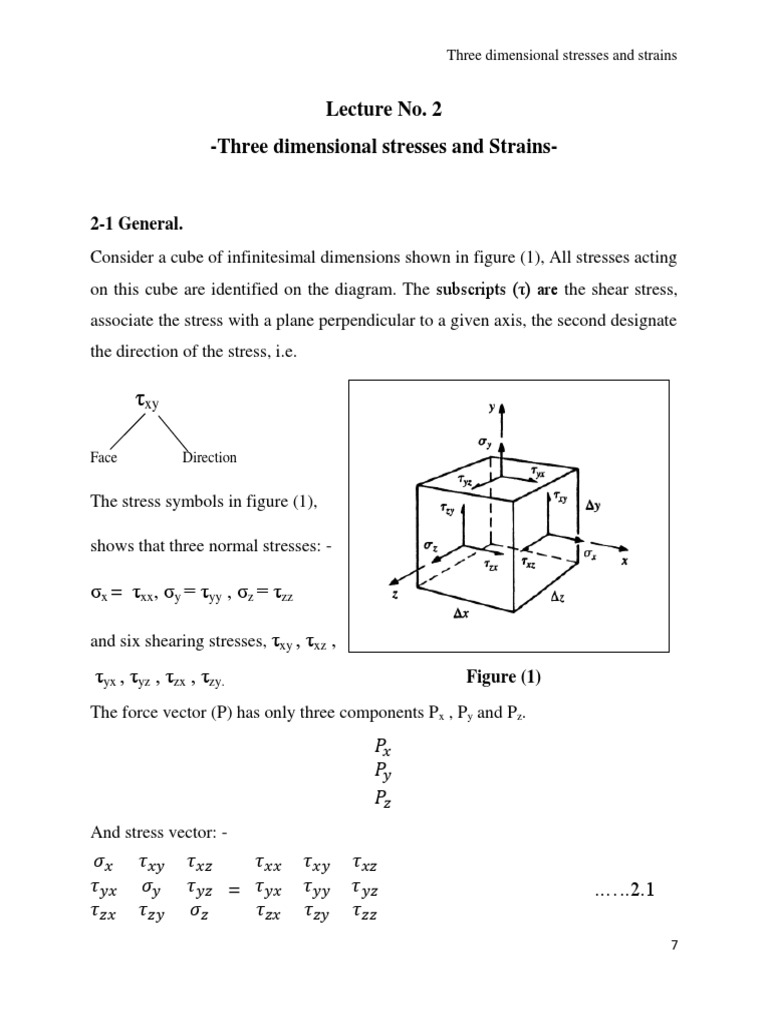 Lecture No. 2 - Three Dimensional Stresses and Strains-: 2-1 General ...