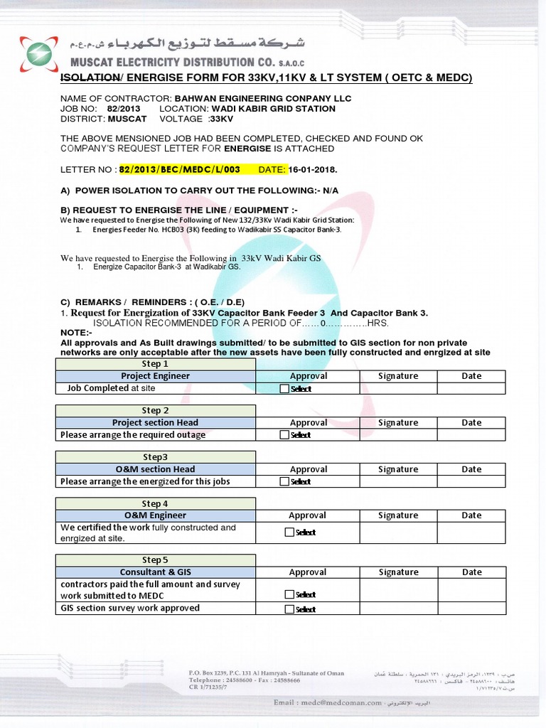 Energization Form - Medc Jobs-Final | PDF