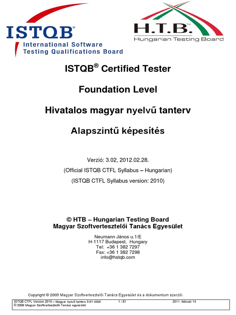 Syllabus CTFL HU-public-v10-20091006 3 02 | PDF