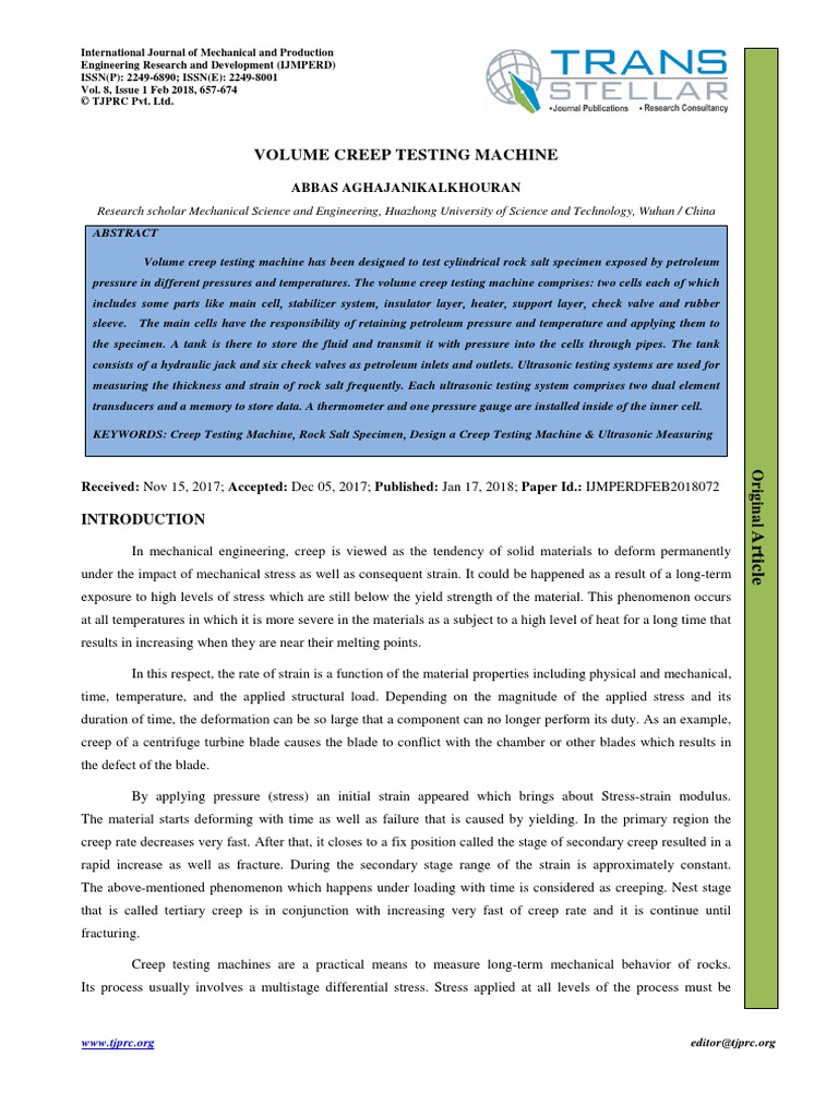 Volume Creep Testing Machine: Abbas Aghajanikalkhouran | PDF | Sine ...