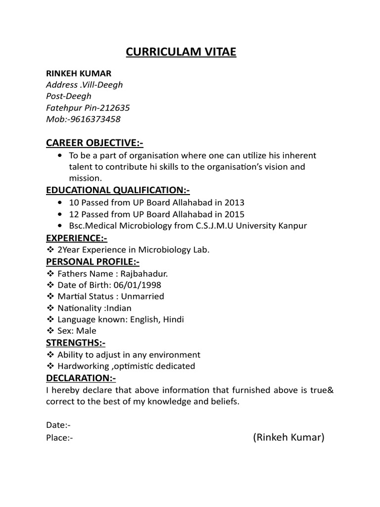 Curriculam Vitae | PDF