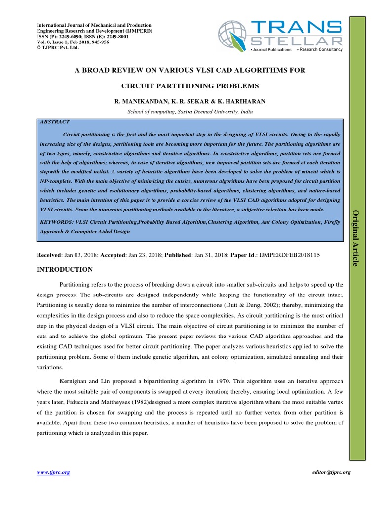 A Broad Review On Various Vlsi Cad Algorithms For Circuit Partitioning Problems | PDF | Genetic ...