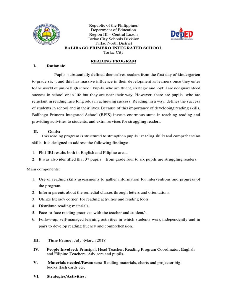 Reading Program REPORT | PDF | Educational Assessment | Reading (Process)