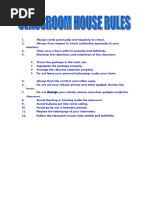 Classroom House Rules for Students | PDF
