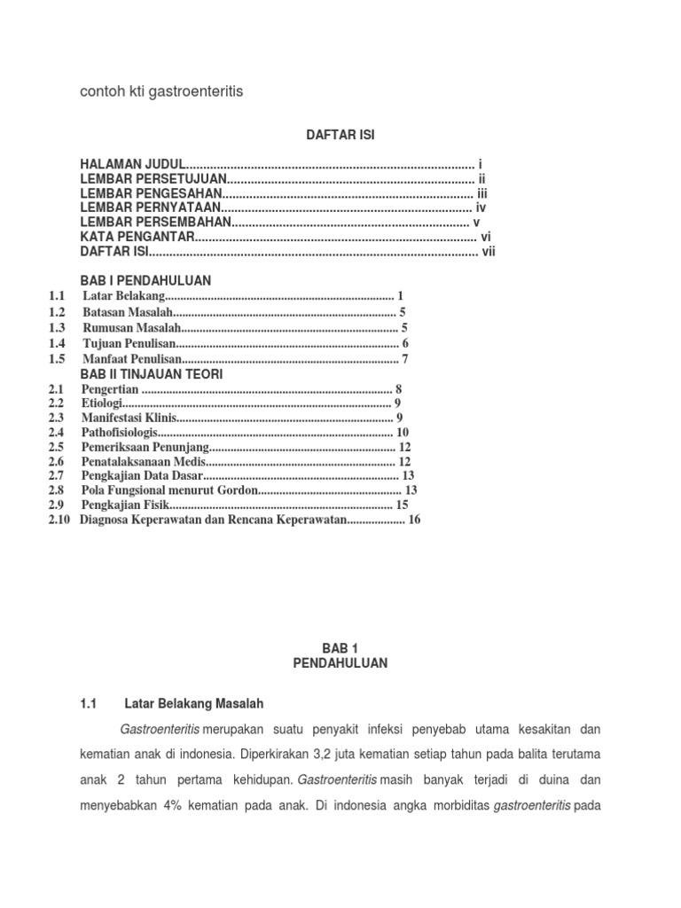 Contoh Kti Gastroenteritis | PDF