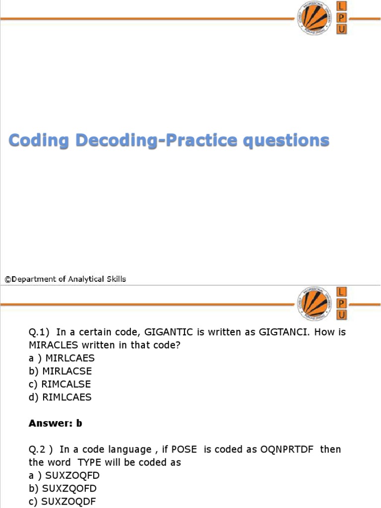 Coding Decoding Tutorial | PDF | Encodings | Communication