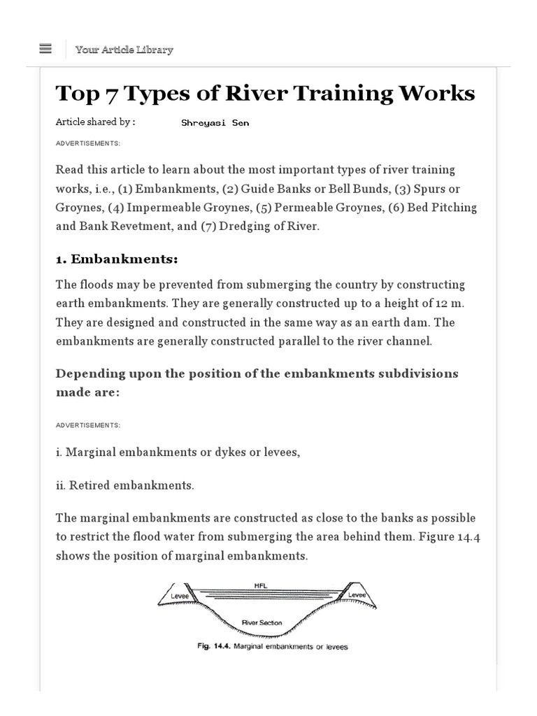 Top 7 Types of River Training Works | PDF | Dredging | Levee