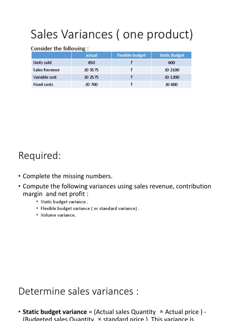 Sales Variances | PDF | Variance | Revenue