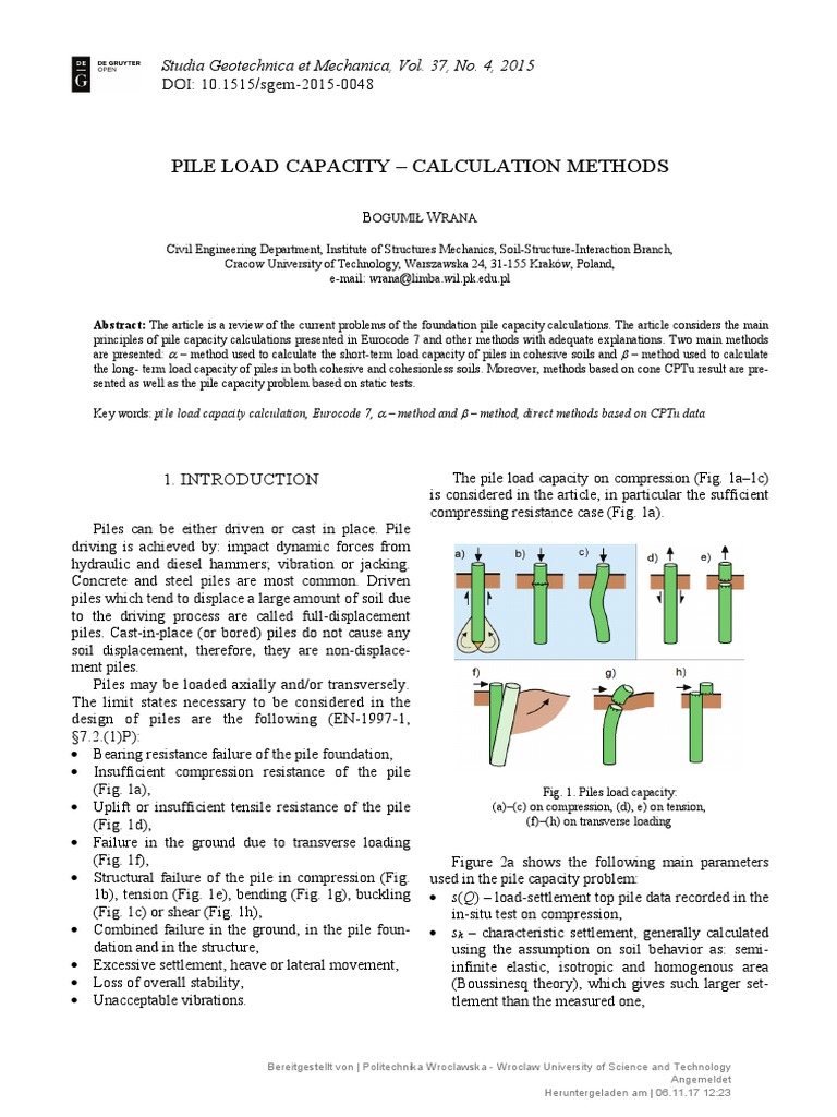 Pile Capacity - Calculation Methods | PDF | Deep Foundation | Soil Mechanics